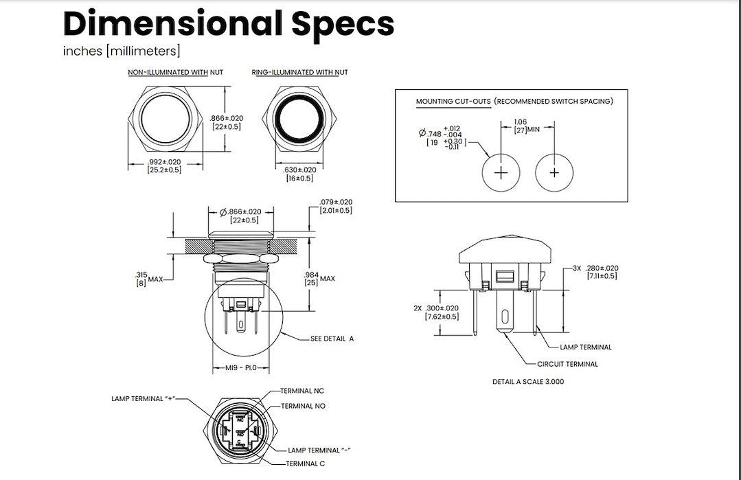 Sierra Marine Push Button Switch (MPN: AV10100R) – Sprinter Parts Depot